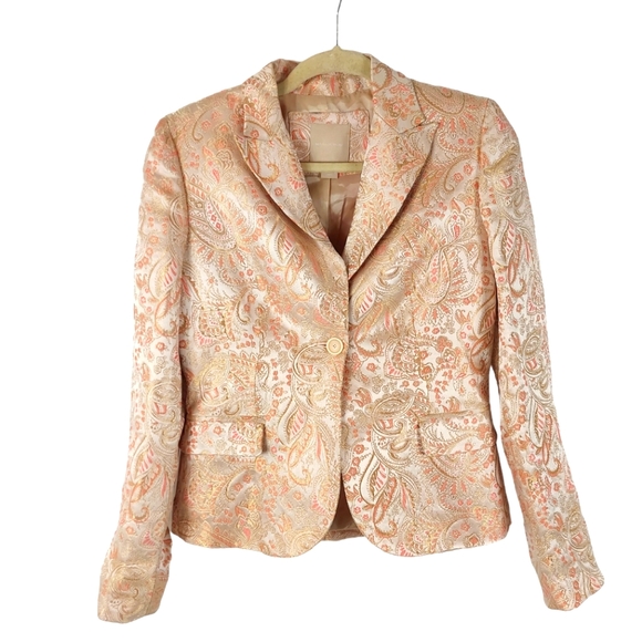 Magaschoni | Jackets & Coats | Magaschoni Beige Paisley Floral Silk ...